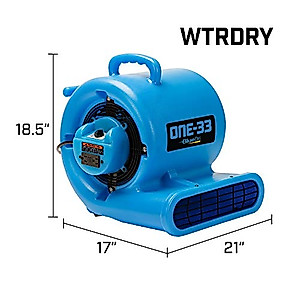 BlueDri One-33 Air Mover, 1/3 HP 2900 CFM Industrial Water Damage Flood Restoration Carpet and Floor Drying Blower Fan