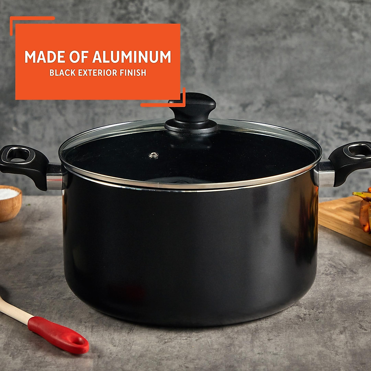 IMUSA 10.0qt Bistro Aluminum Nonstick Dutch Oven with Glass Lid and Cool Touch Handles