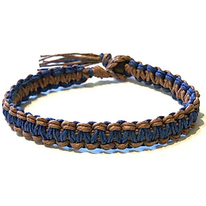 Mens Womens Blue and Brown Hemp Surfer Hawaiian Style Bracelet - Handmade