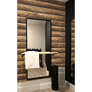 NextWall Faux Log Cabin Peel and Stick Wallpaper