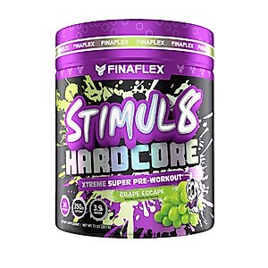 FINAFLEX STIMUL8 Hardcore, Grape Escape - Extreme Energy, Strength & Endurance for Men & Women - with Caffeine & L-Citrulline - 30 Servings