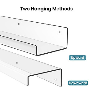 upsimples 16 Pack Acrylic Shelves for Wall Storage, 15" Floating Bookshelves for Kids, Display Shelf Organizer for Bathroom, Bedroom, Living Room, Kitchen, Room Decor, Clear