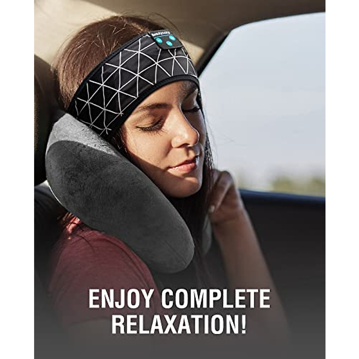 ASMRBAND Sleep Headphones Sports Headband, Adjustable Soft Sleep Headphones Headband,Long Time Play Headphone Band with Built in Speakers Perfect for Sleep,Workout,Running,Yoga,Travel,Insomnia