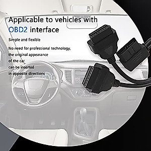 OBD Splitter Adapter, Right Angle 30cm/12 OBD II Splitter Extension Cable Male to Dual Female Y Cable, 16 Pin Cable Male to Dual Female Cord Adapter