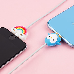 SUNGUY Cute Cable Protector for iPhone Charger Cable, 5pcs Animal Cable Protector, USB Charger Cord Protector for Christmas