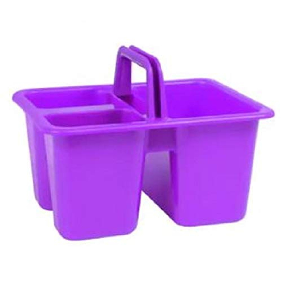 Kids Arts & Crafts Small Plastic Caddies with Handles, 3 Compartments, Assorted Colors 4-ct Set