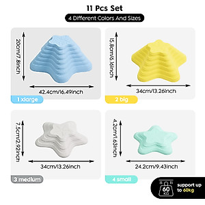 Balance Stepping Stones for Kids 11pcs Anti-skidding Stepping Stones Set Balance Blocks Indoor & Outdoor Kids Fitness Equipment Promotes Balance Coordination & Strength(Star)