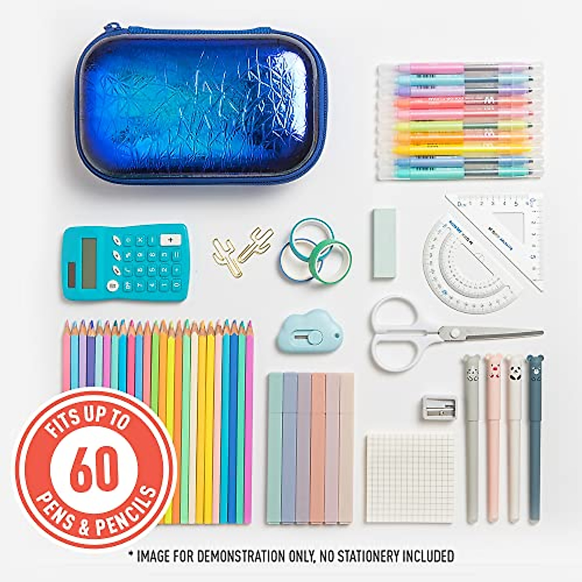 ZIPIT Metallic Pencil Box/Pencil Case/Storage Box, Blue-Green
