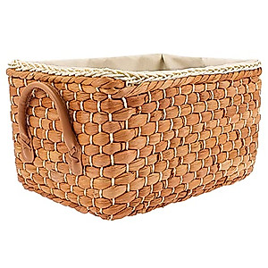 GANAZONO Woven Wicker Baskets Rustic Handmade Storage Basket Decorative Shelf Baskets Rattan Makeup Organizer Toys Storage Box for Toilet Shelves Laundry Room Coffee