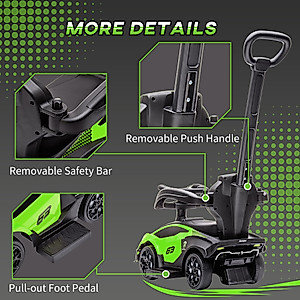 Aosom 2-in-1 Ride On Push Car for Toddlers 1-3, Licensed Lamborghini Stroller Sliding Car, Push-Along with Under Seat Storage Horn Engine Sound and Steering Wheel, Manual, Green