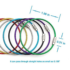 Jollyants Key Rings Stainless Steel Key Chains for Women & Luggage Tag Loops, Key chain Accessories Multicolor 7 Pack, 6.8 inches