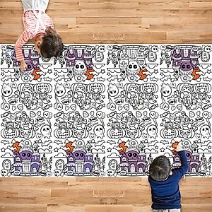 OHOME Halloween Paper Coloring Tablecloth - Halloween Party Decorations | Halloween Backdrop for Indoor | Halloween Games Gifts Decor Party Favors Supplies | Halloween Crafts for Kids,54" x 88"