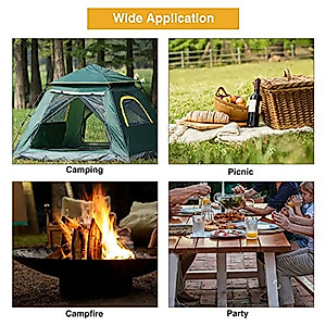 Lineslife Φ19.7 Stainless Steel Fire Pit Grill Cooking Grate, Round BBQ Grill Grate with Durable Carabiner and Wire Rope for Outdoor BBQ Picnic