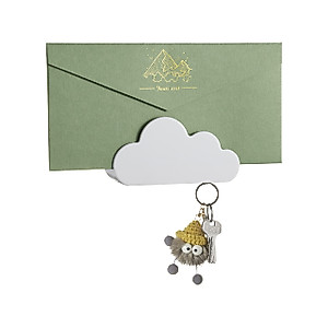 TWONE White Cloud Magnetic Wall Key Holder Plus, Mail Organizer Wall Mount with 3 Magnets Hooks for Entryway and Home