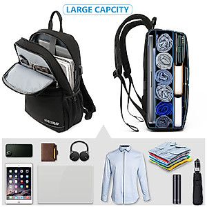 TOTEXISAP Slim Laptop Backpack ，15.6 Inch Laptop Backpack for Women Men ，Waterproof Backpacks with USB Charging Port, Travel Bags Casual Daypacks for School, College, Business（Black）