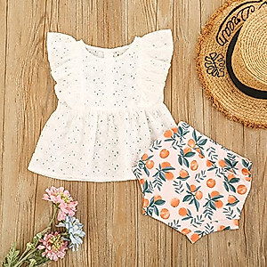 Mubineo Toddler Baby Girl Summer Ruffle Sleeveless Lace Tops Bloomers Shorts Clothes Outfits (White, 12-18 Months)