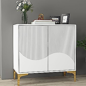 scolyk White Buffet Cabinet with Storage： White Coffee Bar Cabinet with Storage， Kitchen Sideboard Cabinet, 2 Door Cabinet Buffets & Sideboards， White Kitchen Cabinets