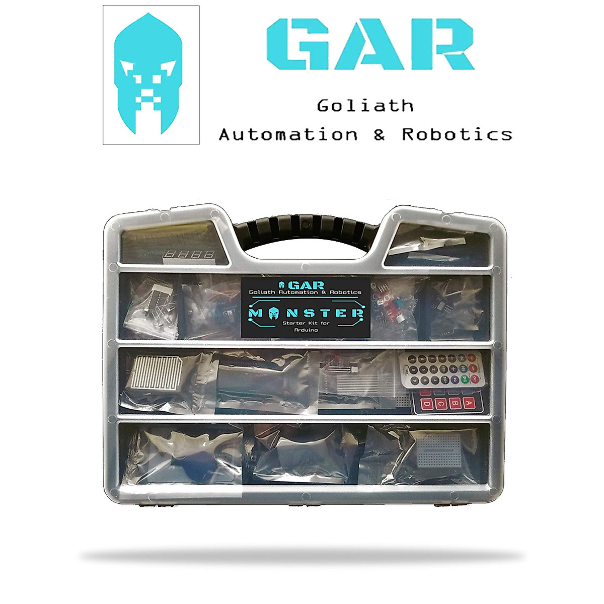 GAR Monster Starter Kit for Arduino Uno Mega Nano, Complete Advanced Set, ESP32, ESP8266, 25 Sensor Modules, Bluetooth WiFi Ethernet for STEM Robotics Projects