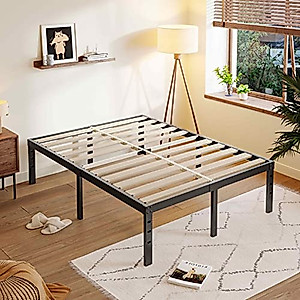 Auroral Zone Queen Bed Frame 18" High, 3" Wide Wood Slats 3500 Pounds Support for Foam Mattress No Sagging, No Slip, No Box Spring Needed/Underneath Storage/Noise Free/Easy Assembly-Black