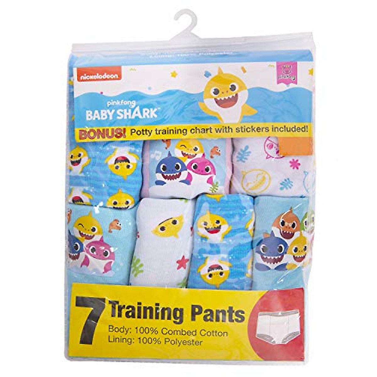 Baby Shark girls Potty Pant Multipacks Training Underwear, Shark Pink 7pk, 2T US