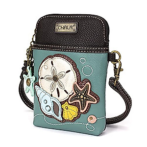 Chala Handbags Sand Dollar Cellphone Crossbody Handbag 5" x 7.5" x 1"