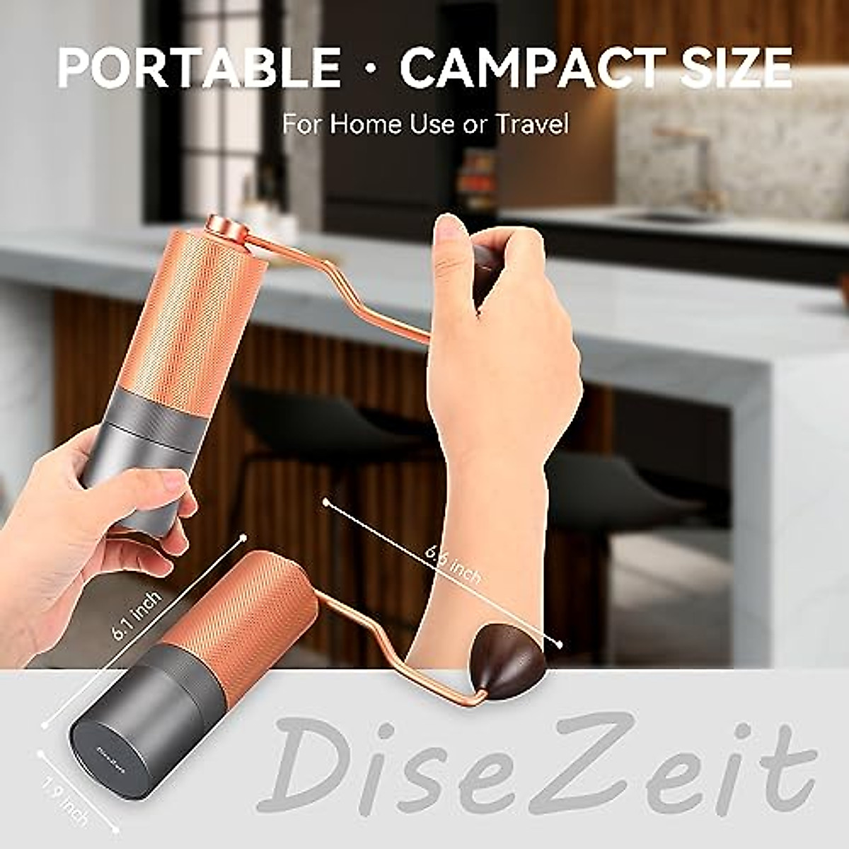 DiseZeit-Z3PRO Manual Coffee Grinder, 7-Axis Stainless Steel Burr, Three-Stage Disassembly Easy Cleaning, 15-25g Capacity Espresso Coffee Grinder Manual with Adjustable Settings, Brush&Storage Bag