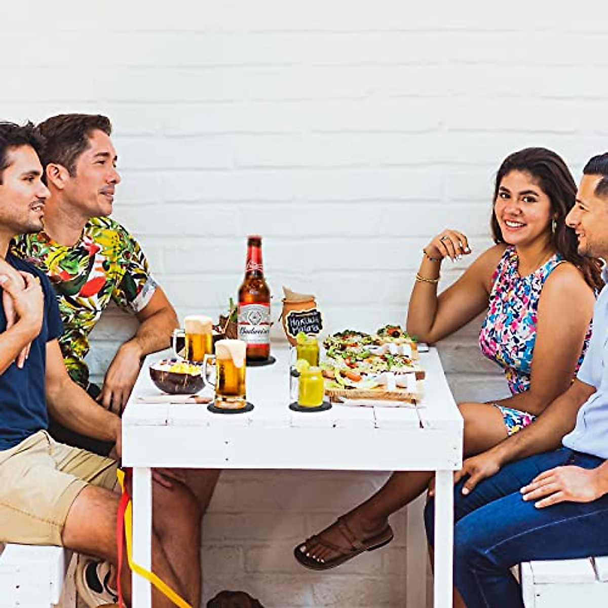 Black Slate Coasters for Drinks - Set of 6 - Anti-Scratch Drink Coasters with Holder - Natural Stone Coasters Bulk, Unique DIY Crafts - Cup Coaster Set for Home Decor, Bar, Coffee, Table