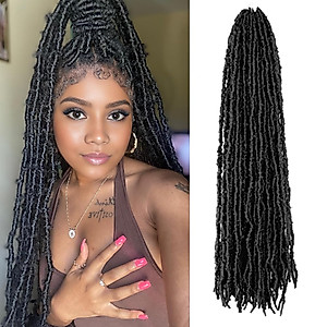 Osuntress Handmade Butterfly Locs Crochet Hair 30 Inch 7 Packs Long Light Weight Distressed Butterfly Faux Locs 1B(Natural Black)