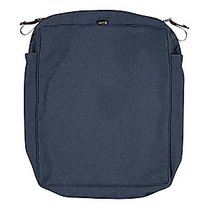 Classic Accessories Montlake FadeSafe Water-Resistant 25 x 27 x 5 Inch Rectangle Outdoor Seat Cushion, Patio Furniture Chair Cushion, Heather Indigo Blue, Outdoor Cushion Cover