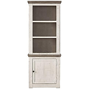 Signature Design by Ashley Havalance Modern Farmhouse Right Pier Cabinet, Shelves for Storage, Weathered Gray & Vintage White