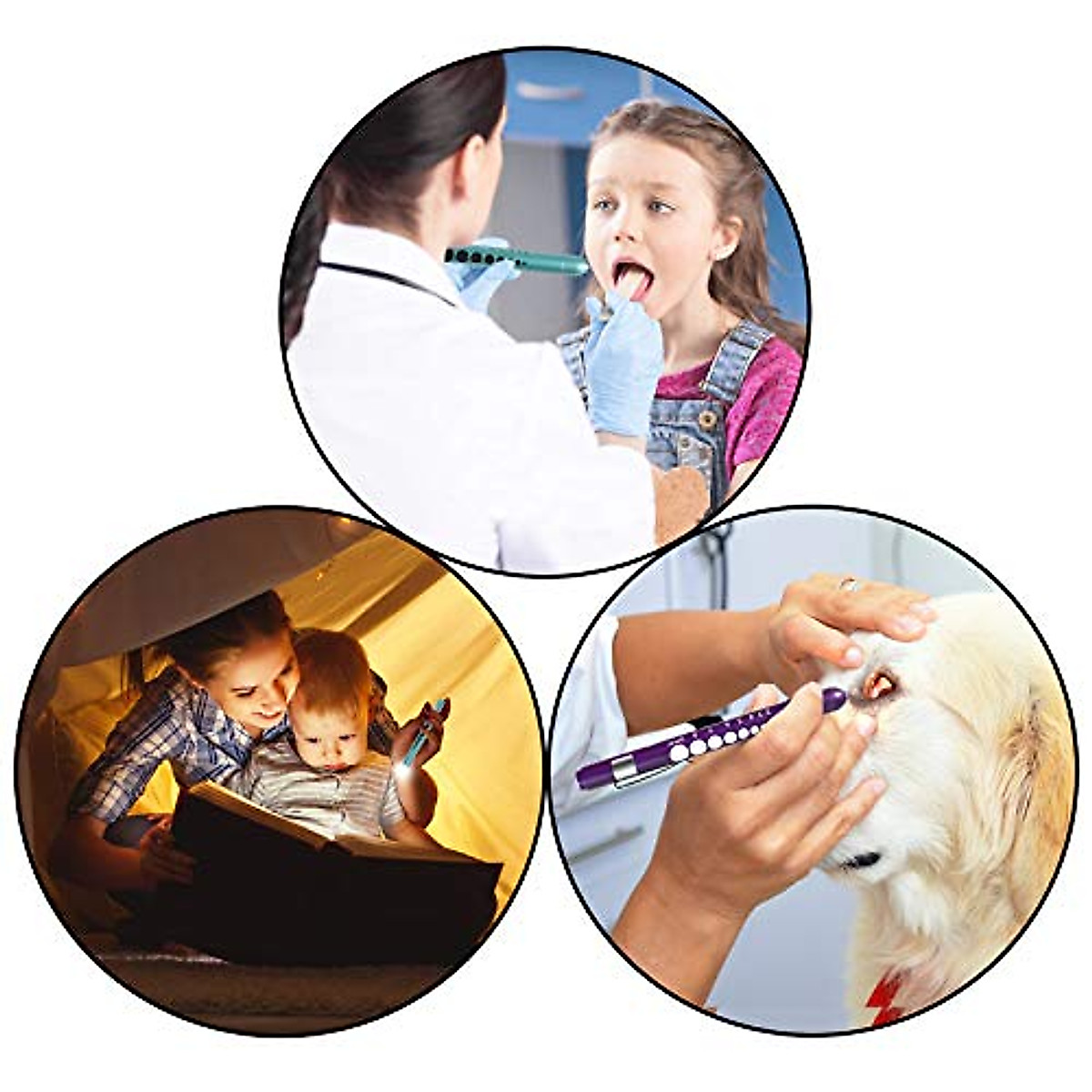 ALMOCN 2 Pack Pen Light,Nurse Medical Reusable LED Penlight White Light with Pupil Gauge and Ruler,Teal and Purple