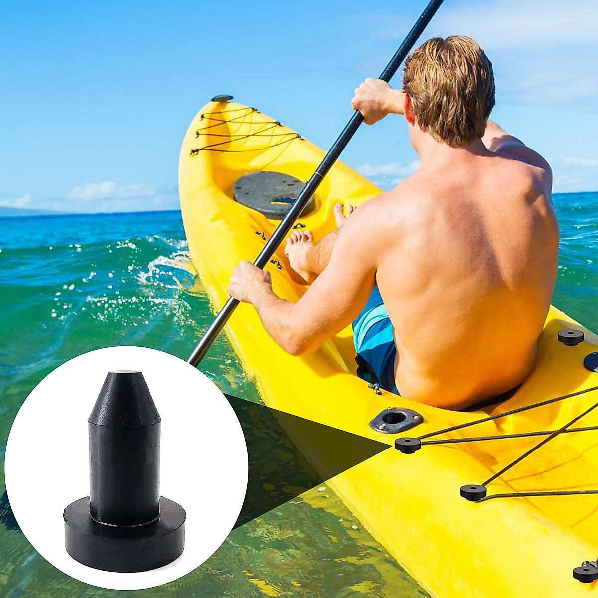 VAIIEYO 6 Pack Kayak Drain Plug Push - Rubber Scupper Plugs Drain Holes Stopper Bung for Most Fishing Boats, Pedal Boats, Kayak