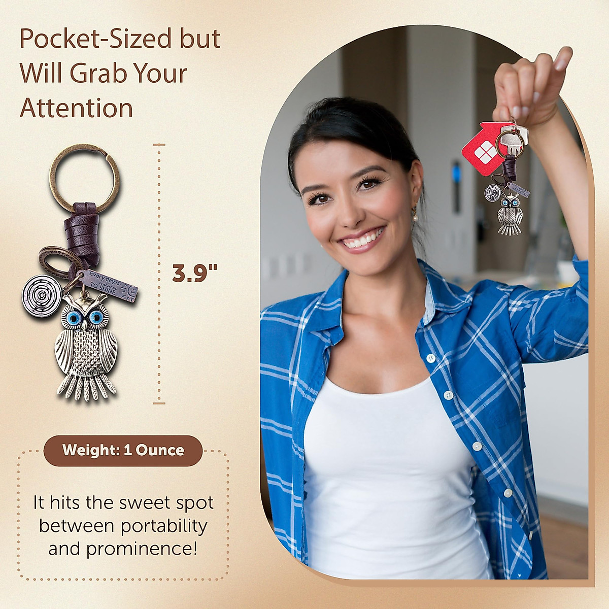 AuPra Silver KeyChain Gift Women & Men Leather KeyRing Home Car Door Keys Holder Girl & Boy Bird Present