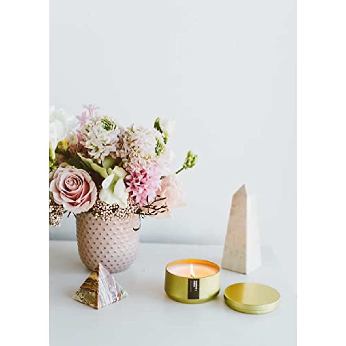 Calyan Wax Soy Candle, Oakmoss & Amber Scented Candles for The Home | Premium Candle Gift Set of 2 | 5.2 oz 30 Hour Burn | Soy Candles in Gold Metal Tins | Aromatherapy Candles