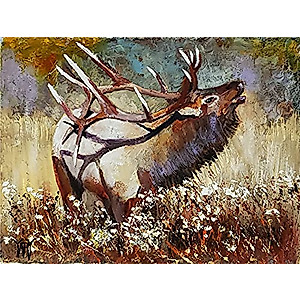 Bugle of the Bull, Wildlife by Internationally Renowned Painter Yary Dluhos