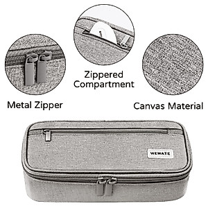 WEMATE Large Pencil Case, Foldable Design Canvas Pencil Pouch with Zipper Compartments & Handle, Aesthetic Pencil Case for Girls Adults Student, Stationery Pouch Pen Case for School Office