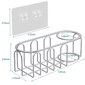 stusgo Sponge Holder, 2 in 1 Sink Sponge Holder for Kitchen Sink, Adhesive Kitchen Sponge Holder, SUS304 Stainless Steel Rustproof Sink Caddy, Kitchen Sponge Caddy Sink Organizer No Drilling