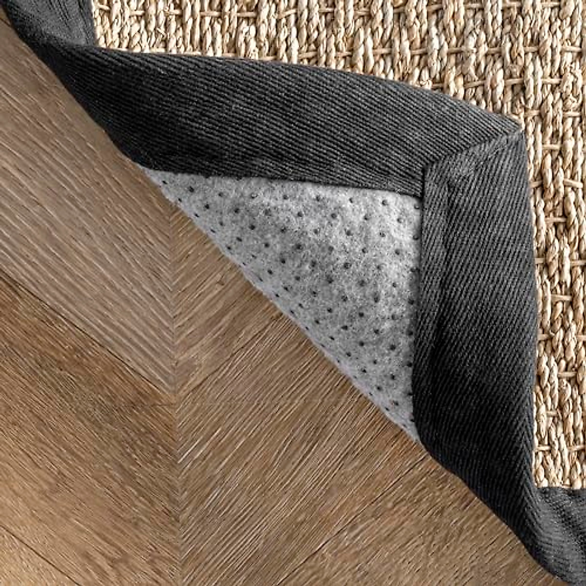 nuLOOM 3x5 Elijah Seagrass Area Rug, Black, Solid Farmhouse Style, Cotton Bordered, Basketweave, Natural Fiber, For Bedroom, Dining Room, Living Room, Hallway, Office, Kitchen, Entryway