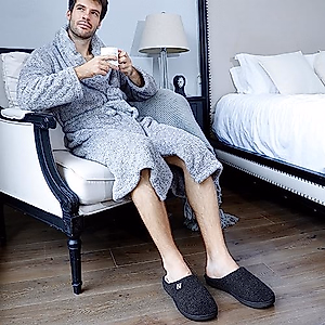 RockDove Men's Sherpa Lined Memory Foam Clog Slipper, Size 10.5 US Men, Black