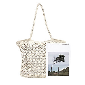 Felice Ann Large Cotton Woven Handbag Top-handle Bag Beach Boho Bag