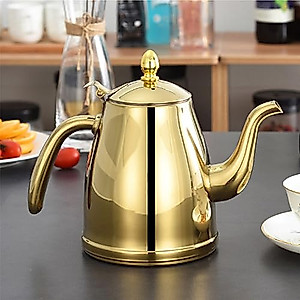 Luxshiny Stainless Steel Tea Pot Stove Top Gooseneck Kettle Pour Over Coffee Kettle Hot Water Heater Boiler Olive Oil Dispenser Olive Oil Dispenser for Loose Leaf 1.5L