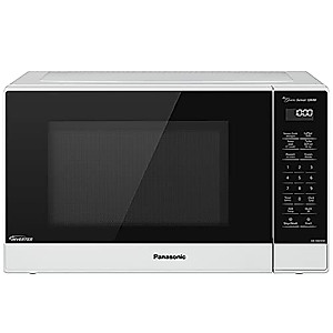 Panasonic NN-SN65KW Microwave Oven with Inverter Technology, 1200W, 1.2 cu.ft. Small Genius Sensor One-Touch Cooking, Popcorn Button, Turbo Defrost-NN-SN65KW-(White)