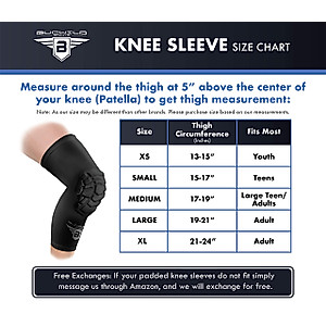 Bucwild Sports Knee Pads/Padded Compression Pro Knee Sleeves (1 Pair) Youth & Adult Sizes - Basketball Wrestling Volleyball Black White Red Blue (Black Camo, Small (Teen/Young Adult))