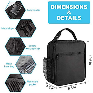 LivingAid Insulated Lunch Bag for Men Women Adults with Flatware Set, Portable Small Reusable Lunch Box Container for Office, Outdoors, On the Go