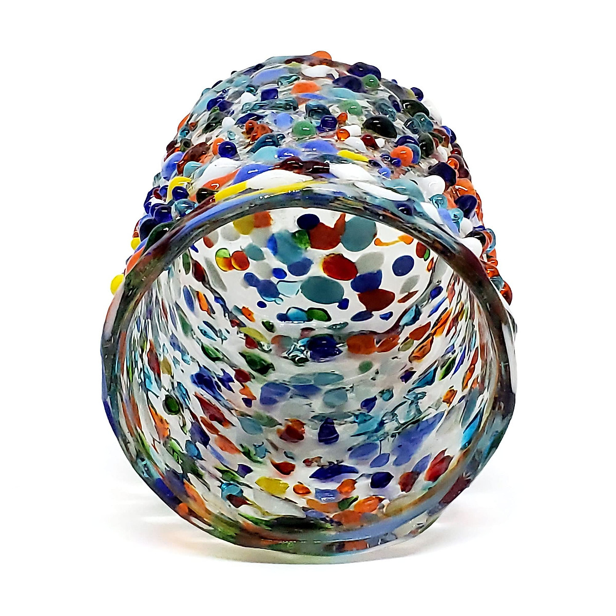 MexHandcraft Confetti Rocks 8 oz DOF Rocks Glasses, set of 6, Mexican Handmade Multicolor Glassware, Recycled Glass, Lead & Toxin Free (DOF Rocks)
