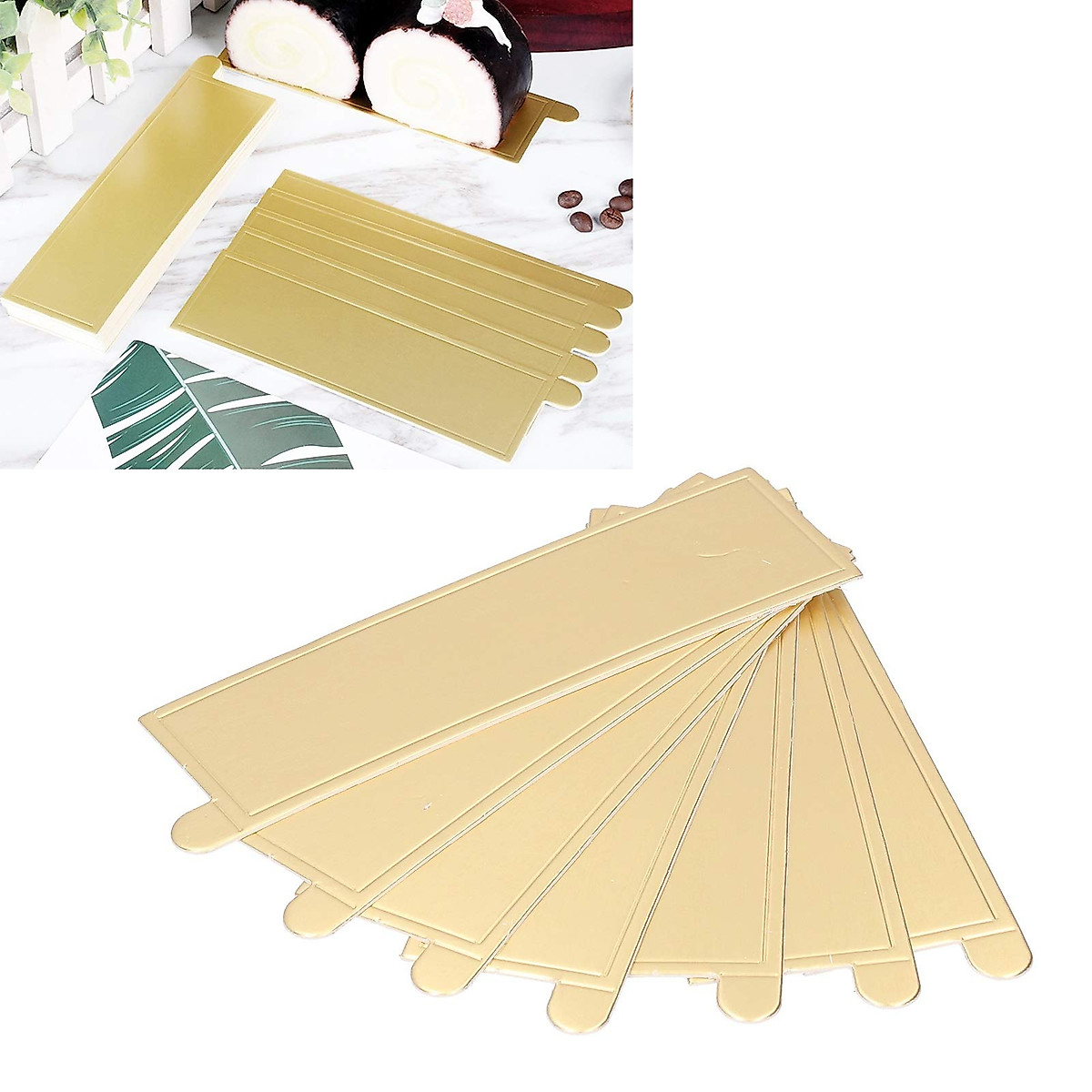 100PCS Cake Boards Rec Mousse Cake Boards, Gold Cupcake Base, Cupcake Holder Stand with Small Handle, Practical Dessert Display Tray Cardboard Decoration Tools for Cakes,Bread, Desserts
