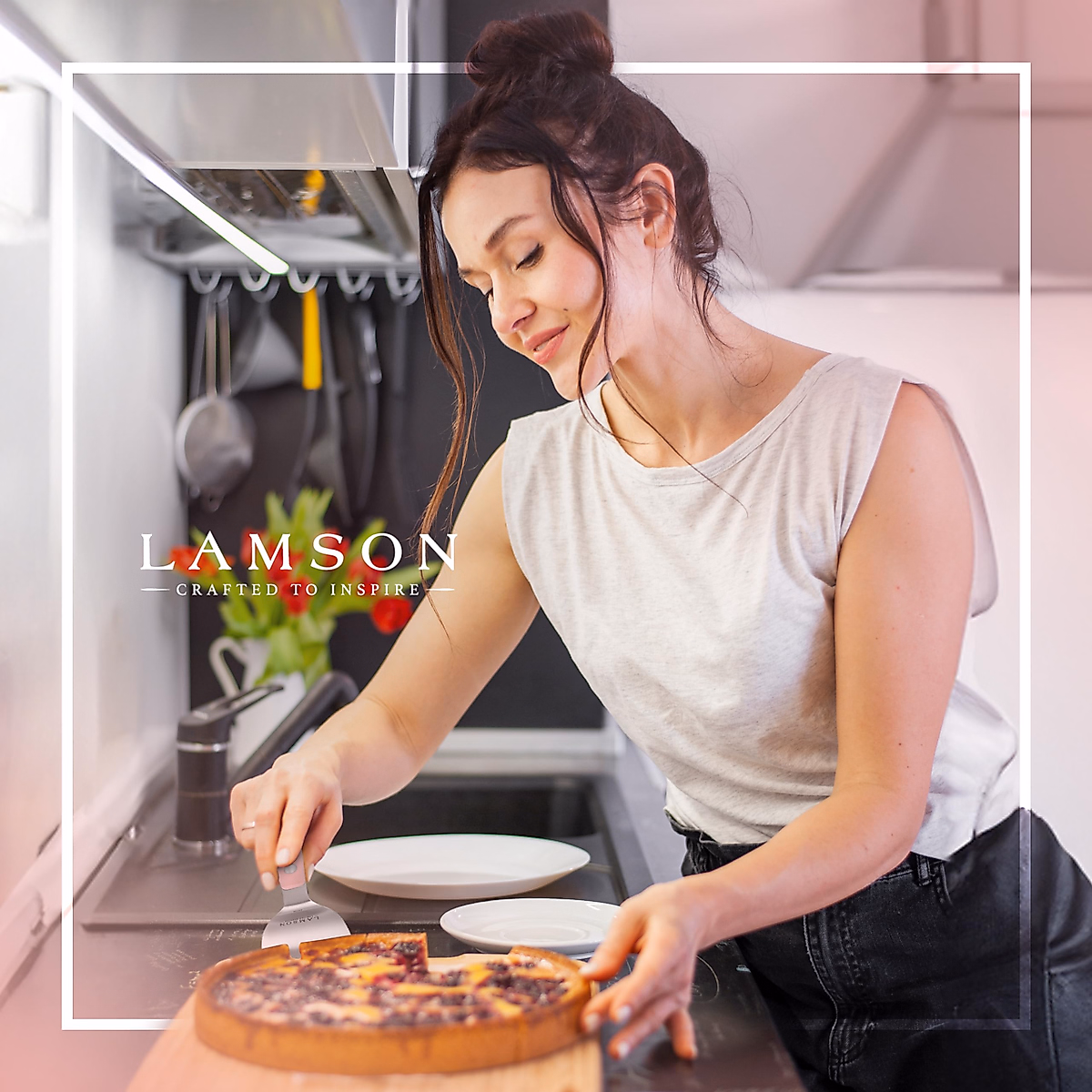 Lamson's famous Pie & Cake Server, with a new PINK sleek Vintage-Style Ultra Durable handle.