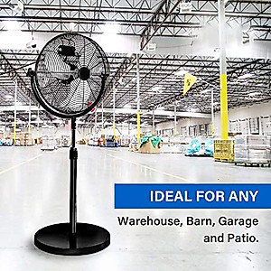 Simple Deluxe 20 Inch Pedestal Standing Fan, High Velocity, Heavy Duty Metal For Industrial, Commercial, Residential, Greenhouse Use