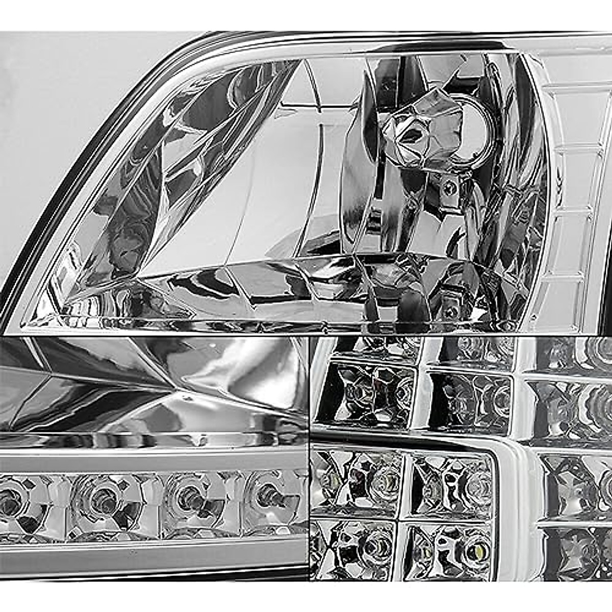 HH Building 2pcs Headlight Front Left Right Driver Passenger Side Clear Lens Chrome Housing Headlights + Corner Signal Lights 3L3Z13008DA FO2502267 5_HD-ON-FF15097-LED-SET-C