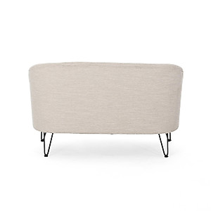 Christopher Knight Home Nilton Modern Fabric Loveseat with Hairpin Legs, 49.5 "W x 28.5 "D x 30.75 "H, Beige + Black